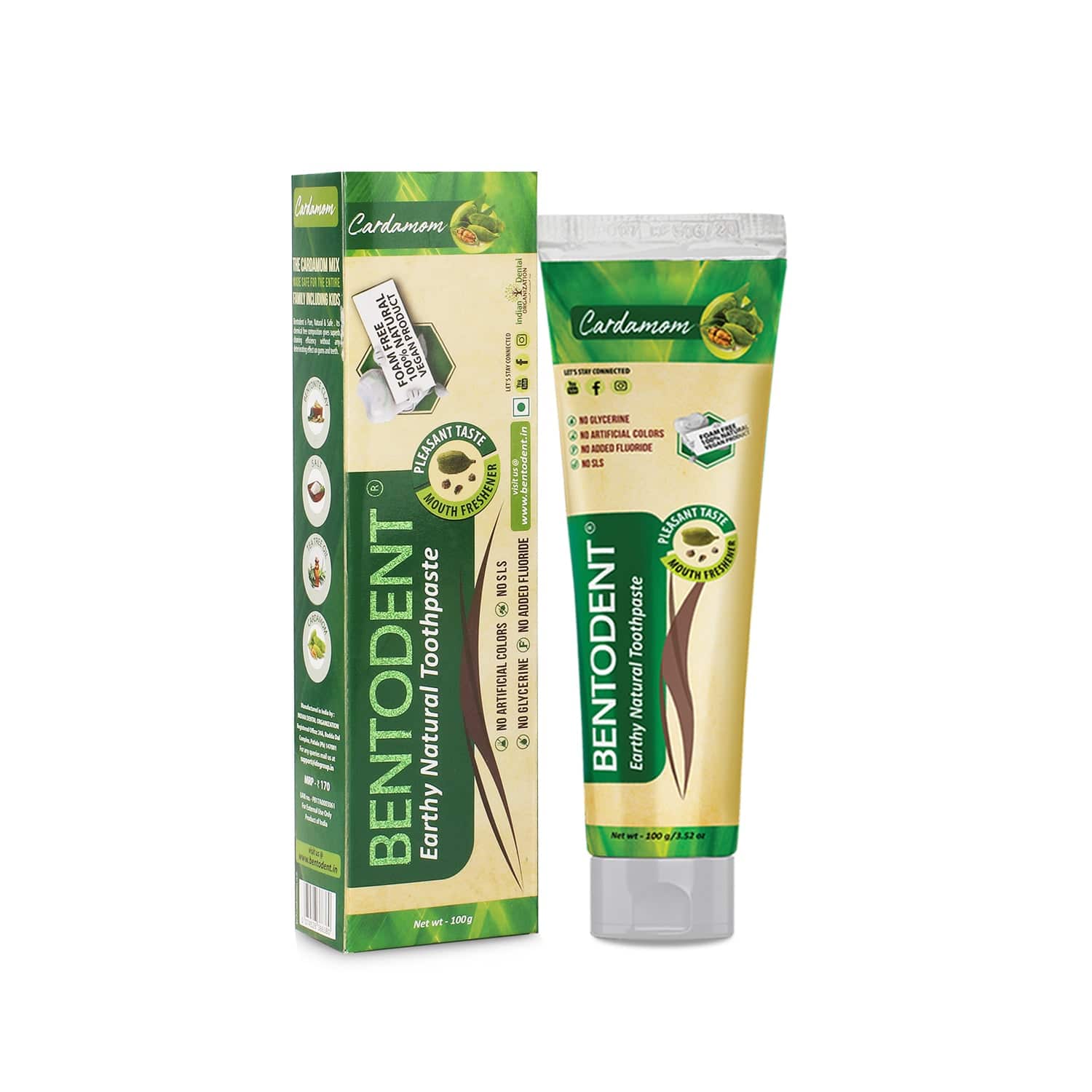 Bentodent Calcium Bentonite Clay Toothpaste - Cardamom -Natural,Fluori ...